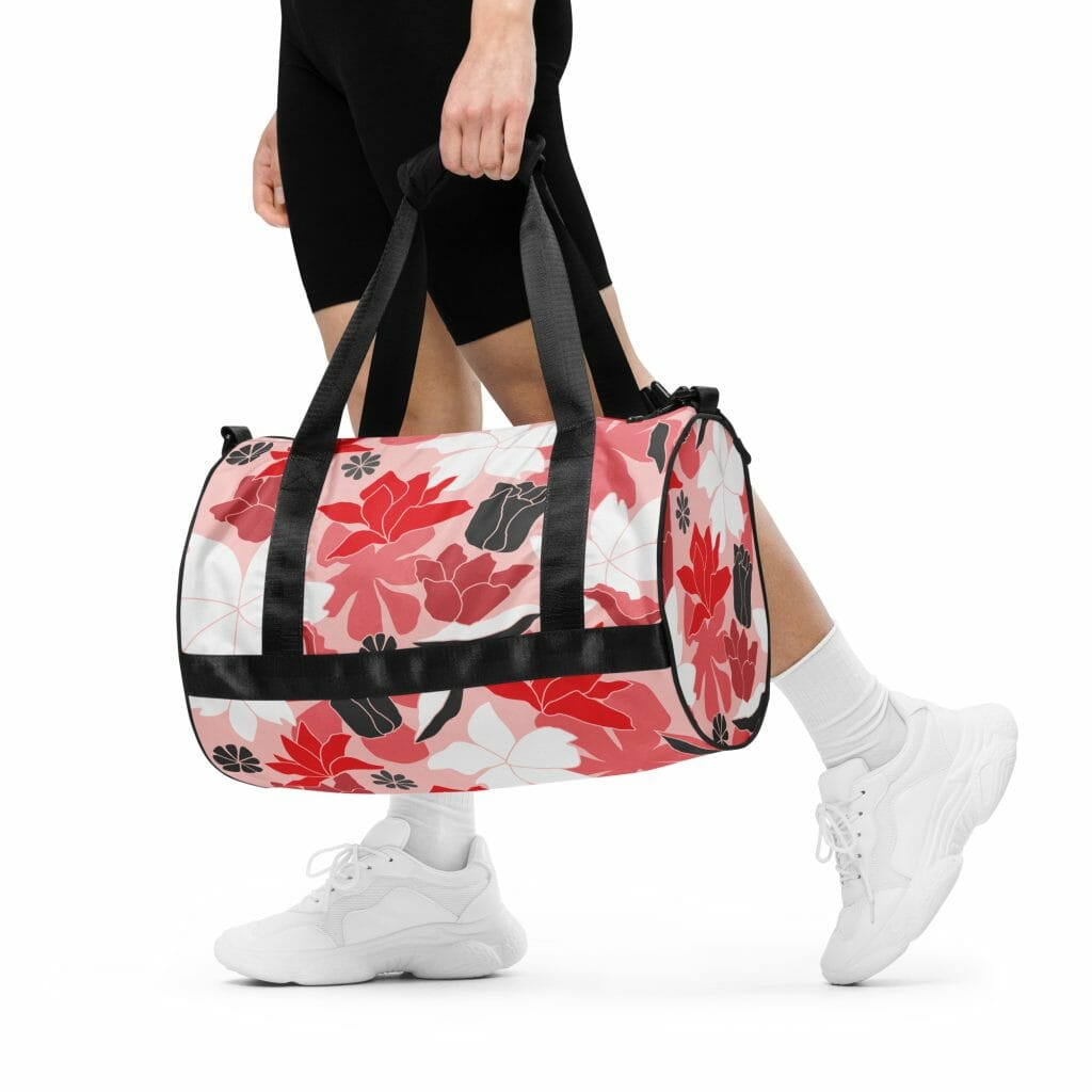 Pretty Pink Flower Small Duffel Bag