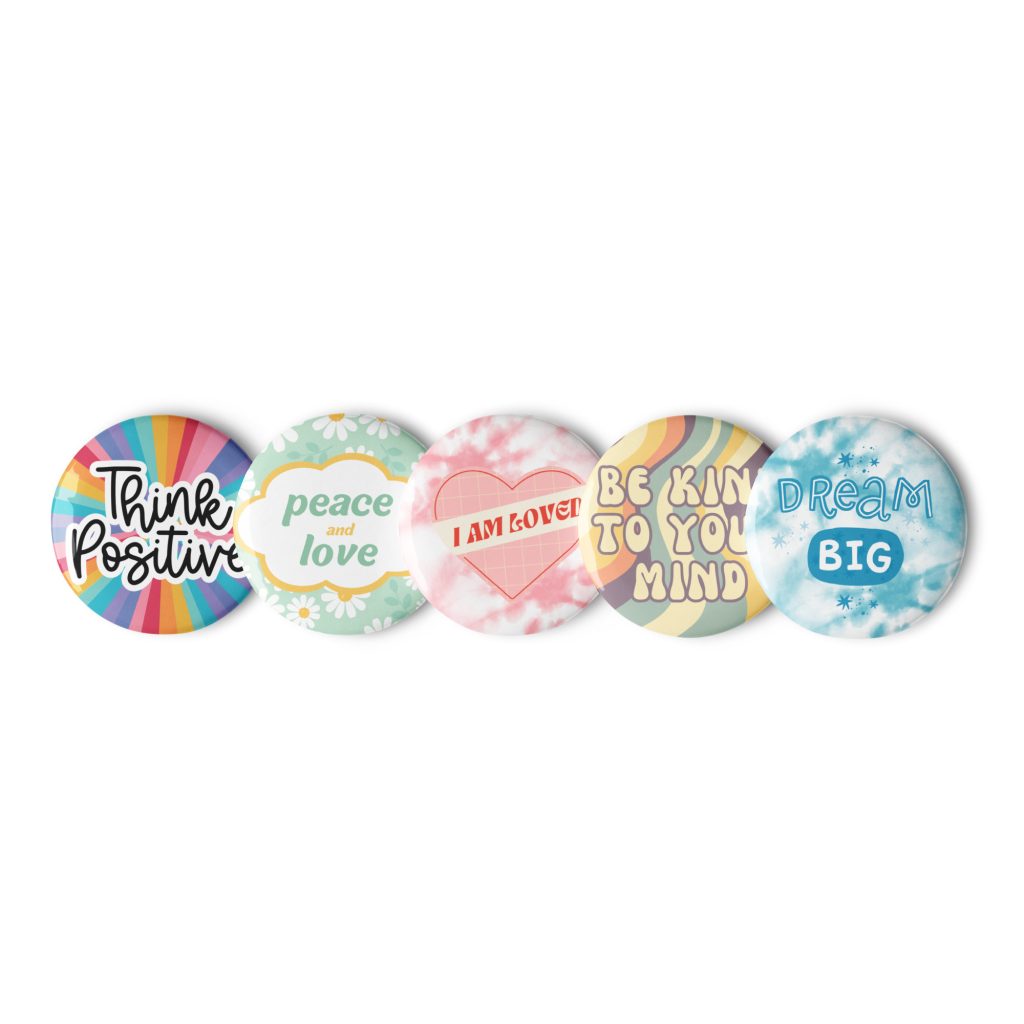 Colorful Affirmation Pin Button Set - Set Of 5