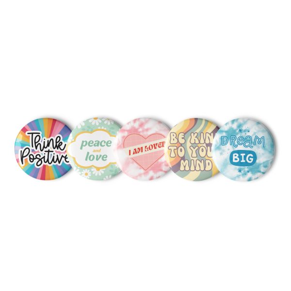 Colorful Affirmation Pin Button Set - Set Of 5