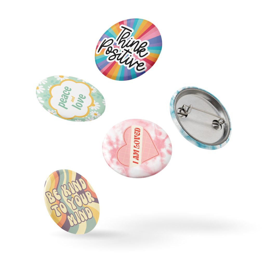 Colorful Affirmation Pin Button Set - Set Of 5