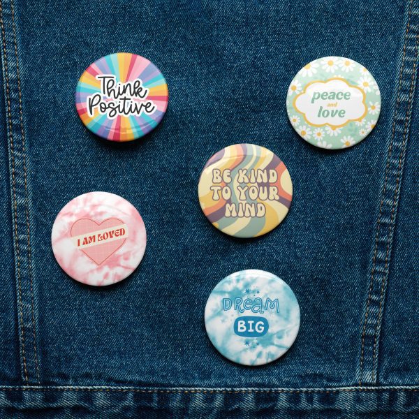 Colorful Affirmation Pin Button Set - Set Of 5