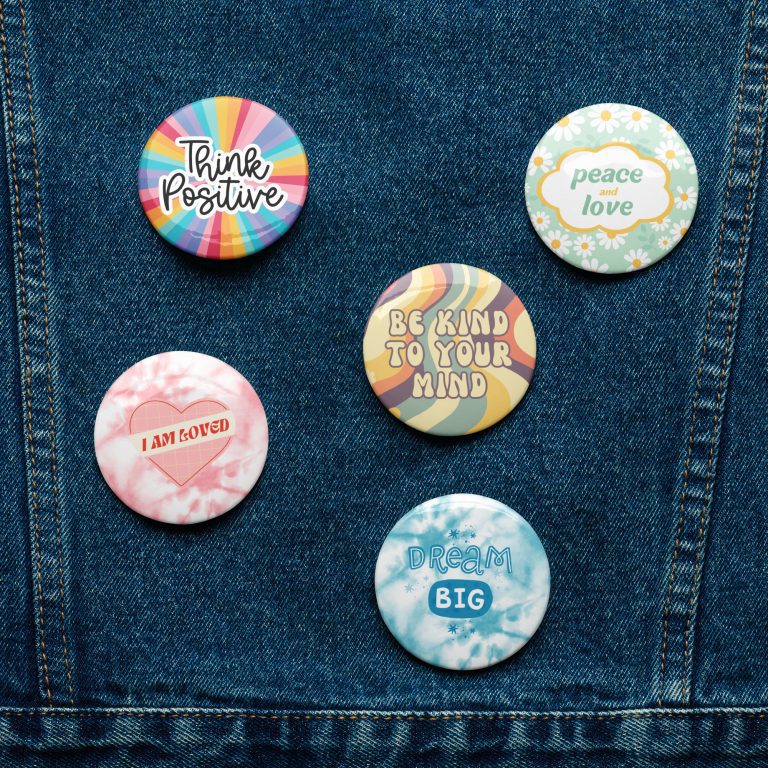 Colorful Affirmation Pin Button Set - Set Of 5