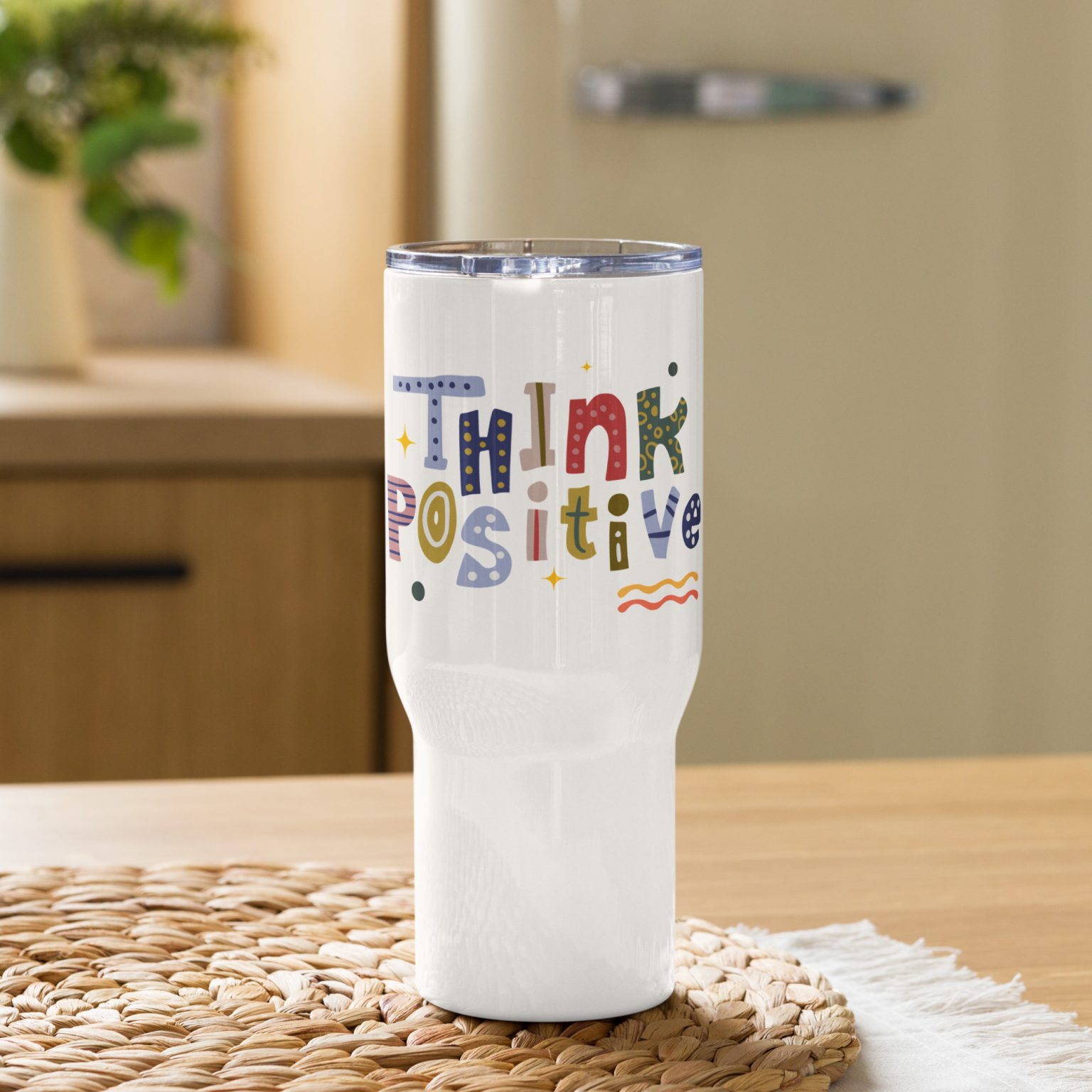 "Think Positive" Travel Mug With Handle